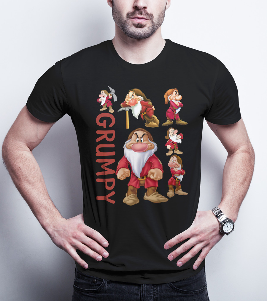 Grumpy Seven Dwarf Character Multiple Poses Classic Disney Mood T-Shirt