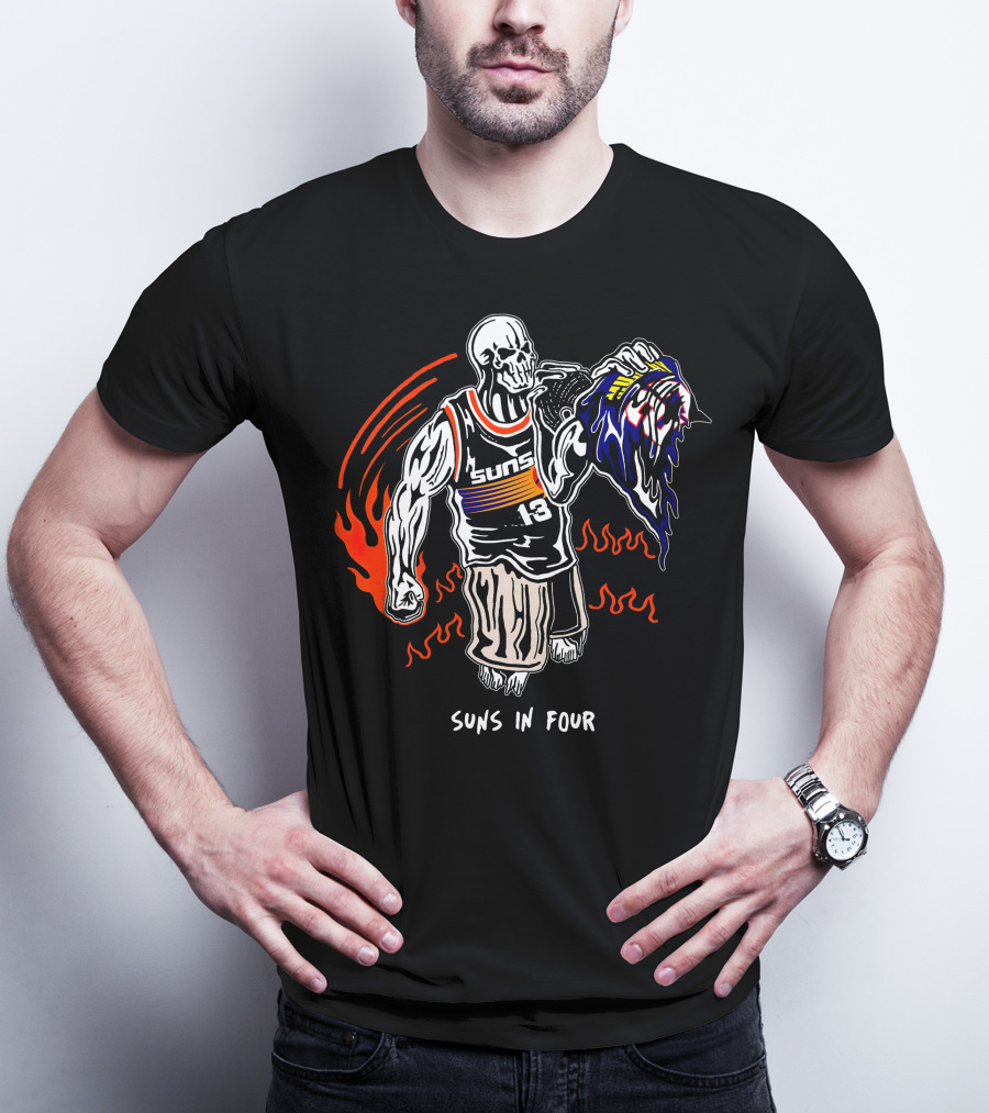Phoenix Suns Victory Skull Holding Defeated Opponent Head Suns In Four T-Shirt