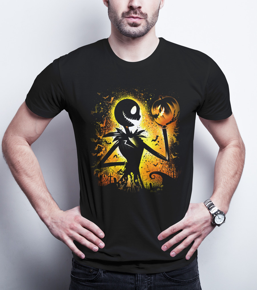 Jack Skellington Halloween Pumpkin Scene T-Shirt