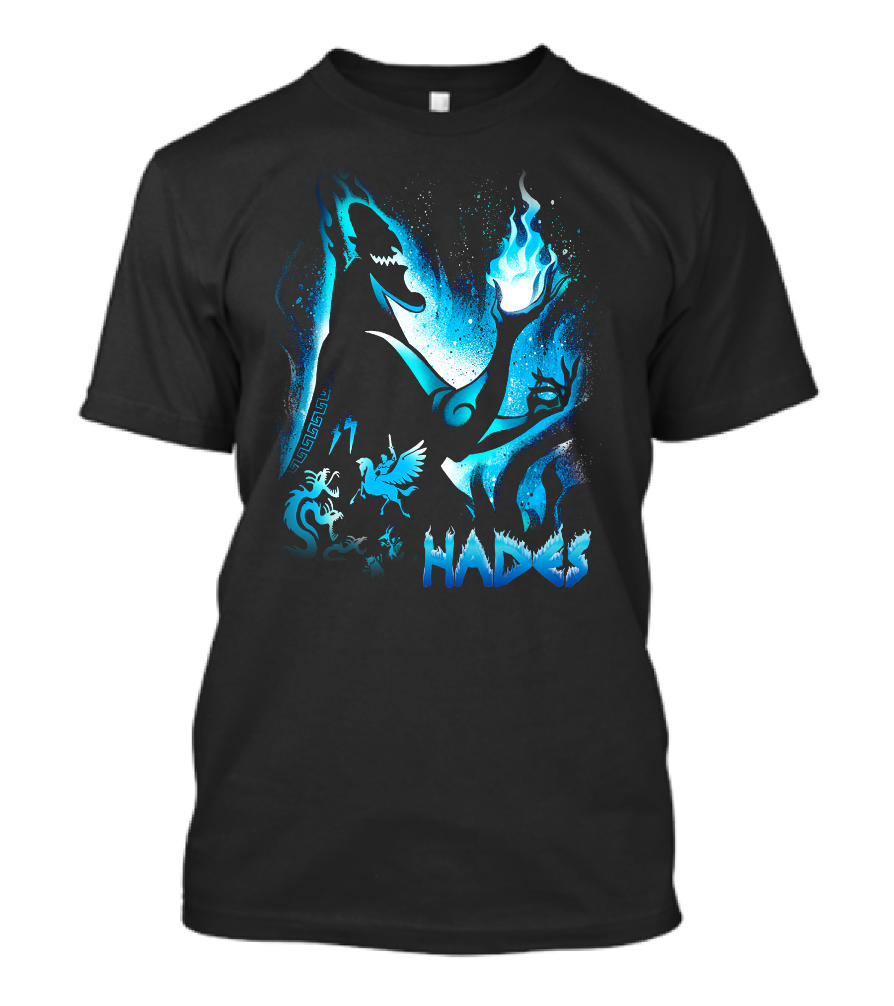 Hades Flaming Skull Creature Mythology Pegasus Lightning T-Shirt