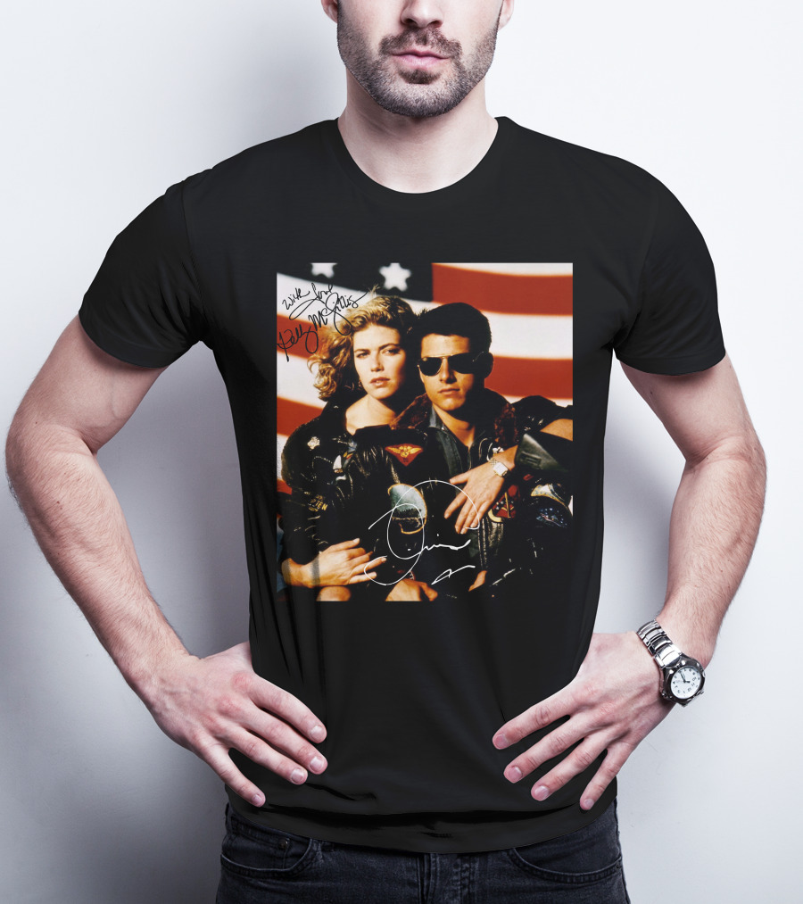 Top Gun 2 Autographed Cast American Flag T-Shirt