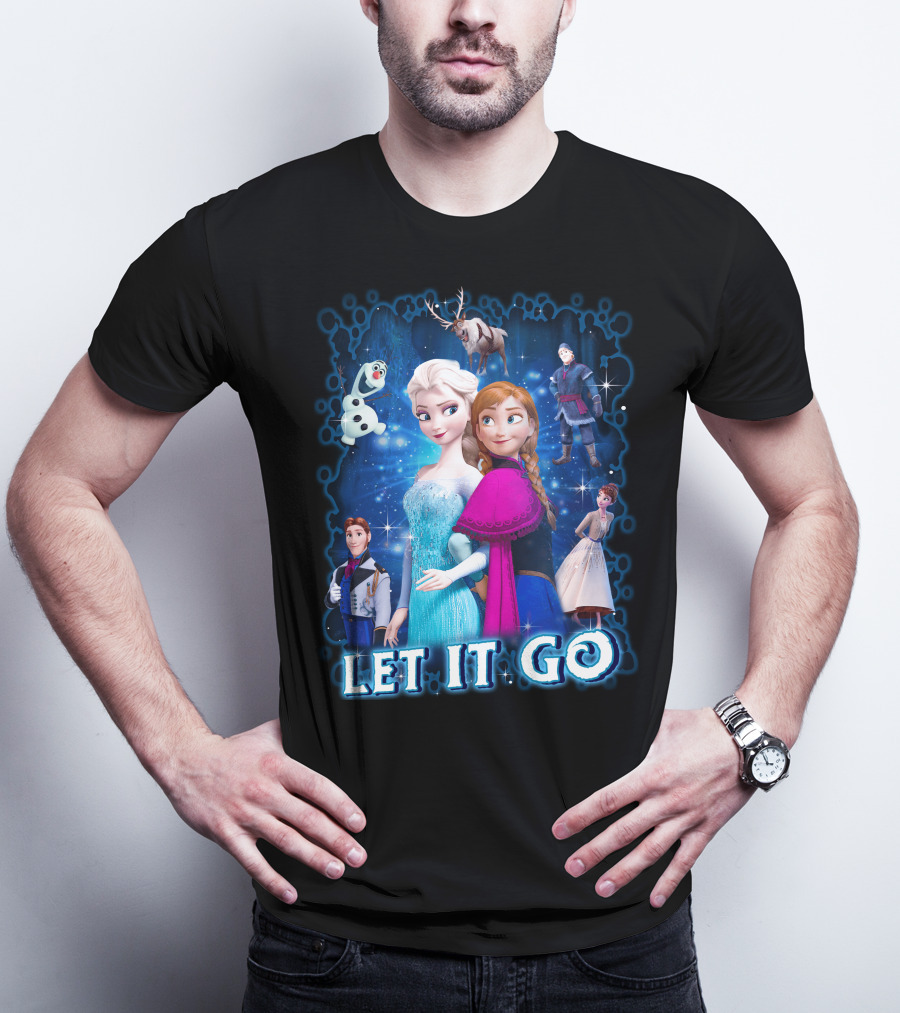 Frozen Let It Go Elsa Anna Olaf Kristoff Sven Disney Characters T-Shirt