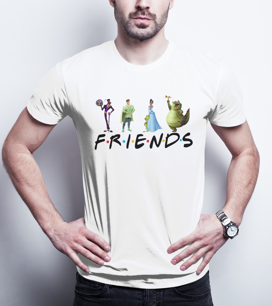 Friends Tv Show Style Princess And The Frog Characters T-Shirt