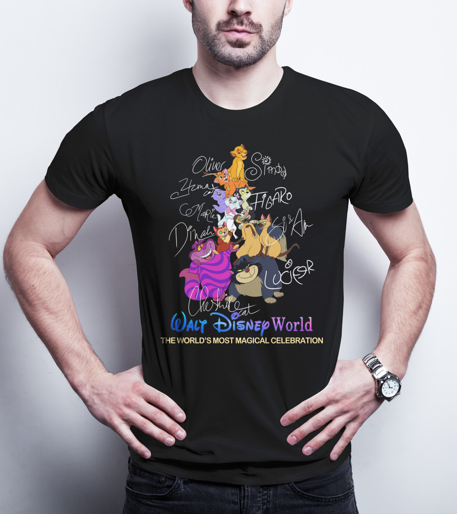 Oliver Simba Marie Figaro Cheshire Cat Disney World Magical Celebration T-Shirt