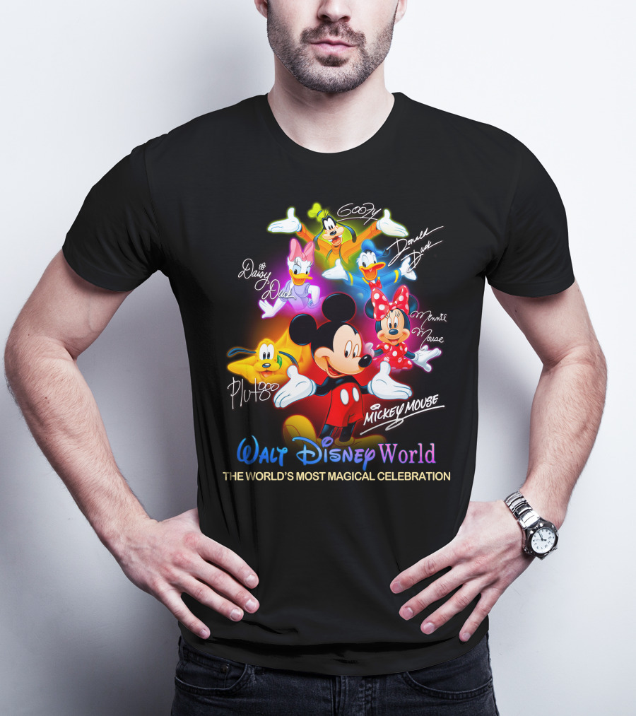 Walt Disney World Mickey Mouse Minnie Mouse Donald Duck Daisy Duck Goofy Pluto The World's Most Magical Celebration T-Shirt