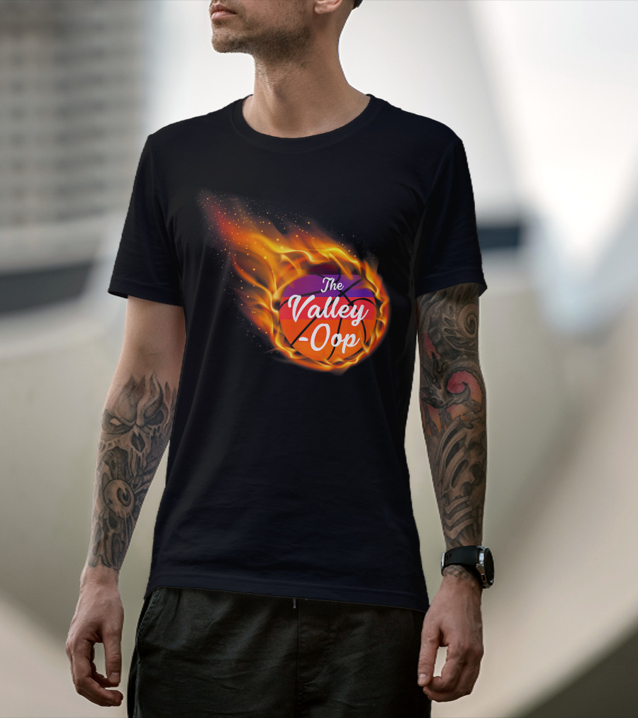 Phx The Valley-Oop Basketball Flame Style T-Shirt