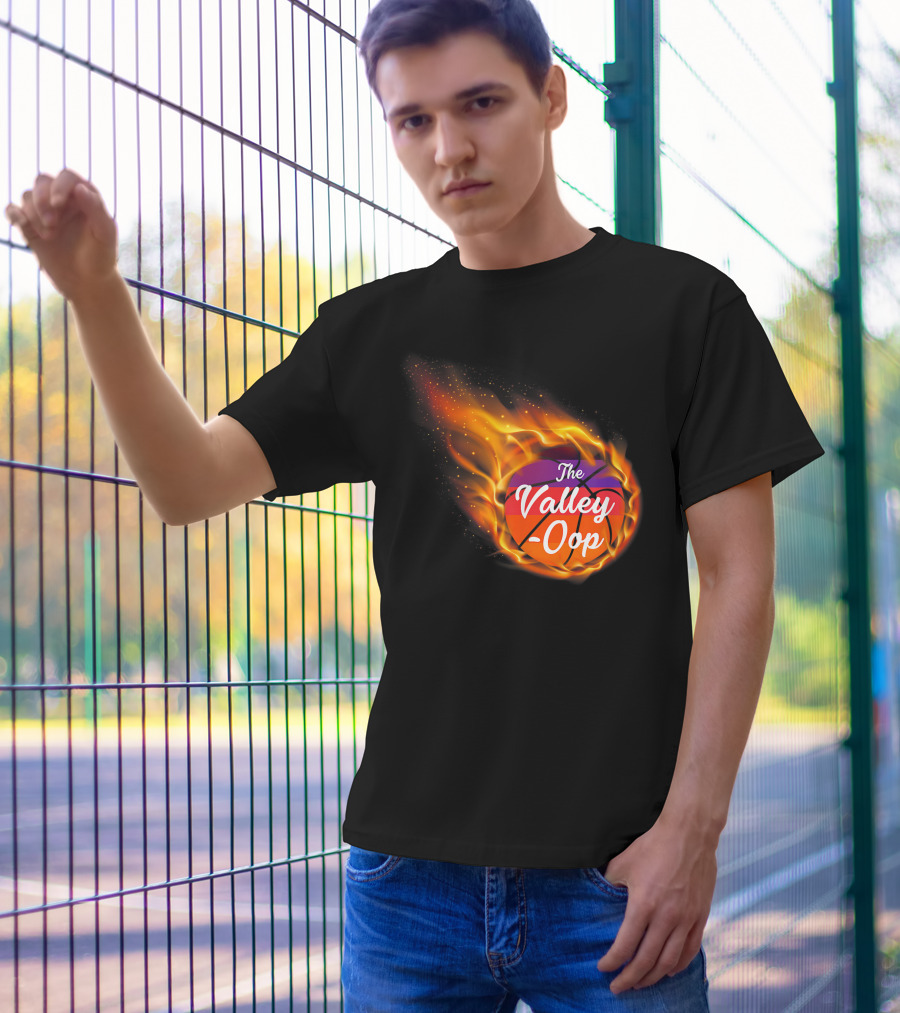 Phx The Valley-Oop Basketball Flame Style T-Shirt