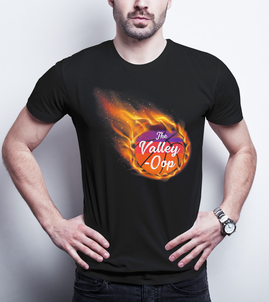 Phx The Valley-Oop Basketball Flame Style T-Shirt