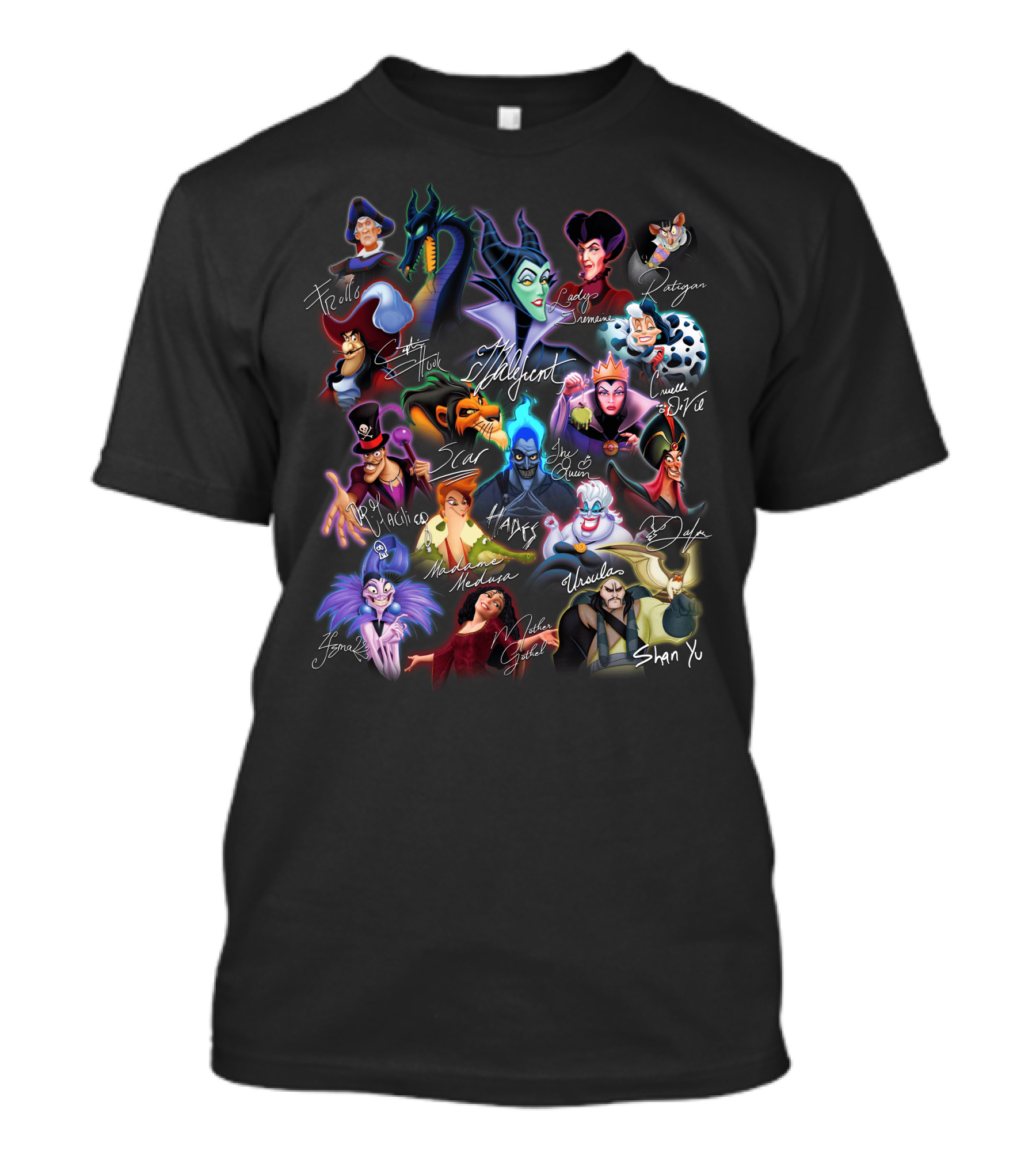Disney Villains Maleficent Captain Hook Scar Ursula Hades Cruella De Vil Jafar Dr. Facilier Lady Tremaine Gaston Maleficent Evil Queen Shan Yu Queen Of Hearts T-Shirt
