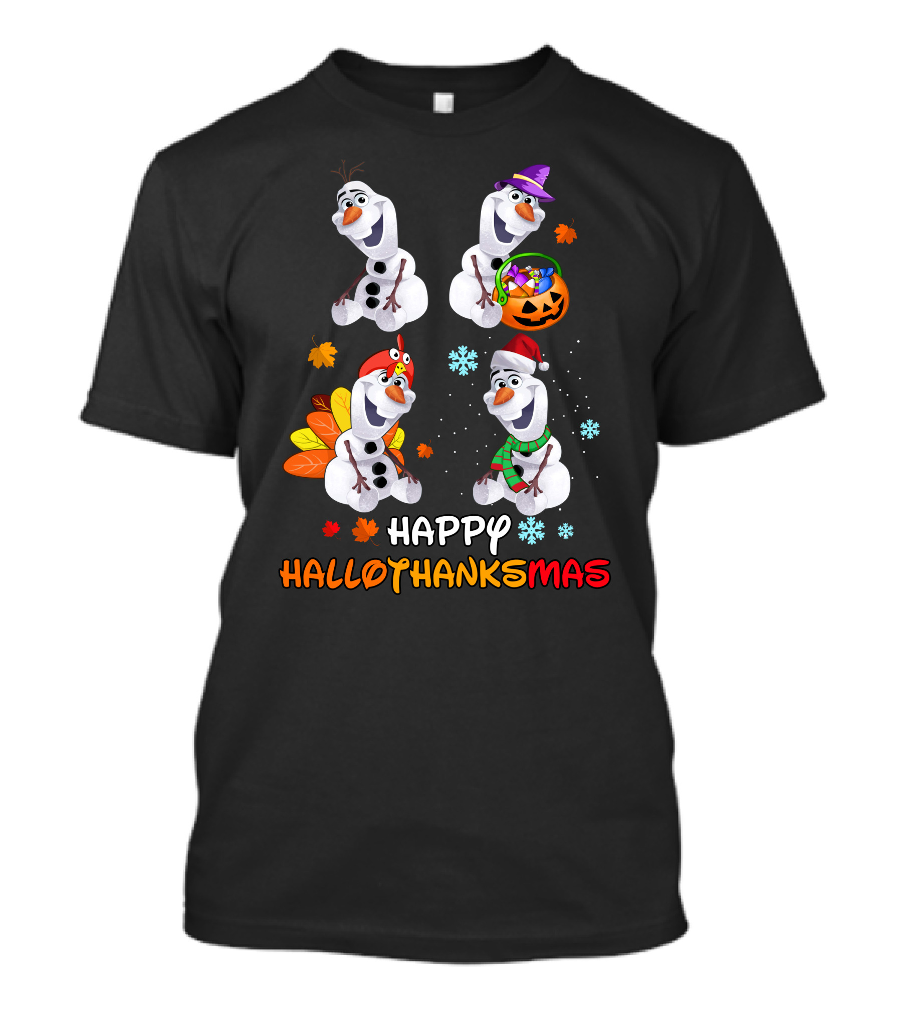 Happy Hallothanksmas Olaf Halloween Thanksgiving Christmas T-Shirt