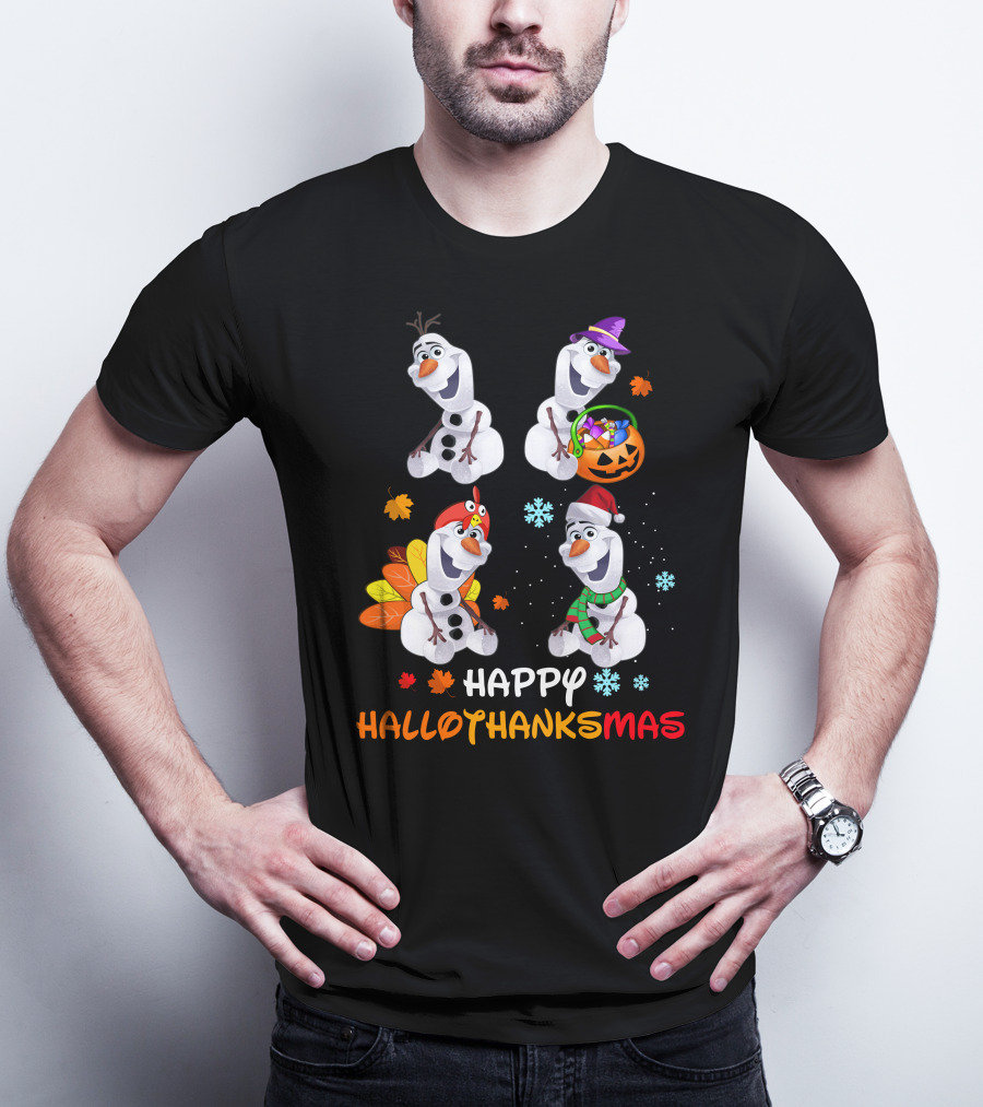 Happy Hallothanksmas Olaf Halloween Thanksgiving Christmas T-Shirt