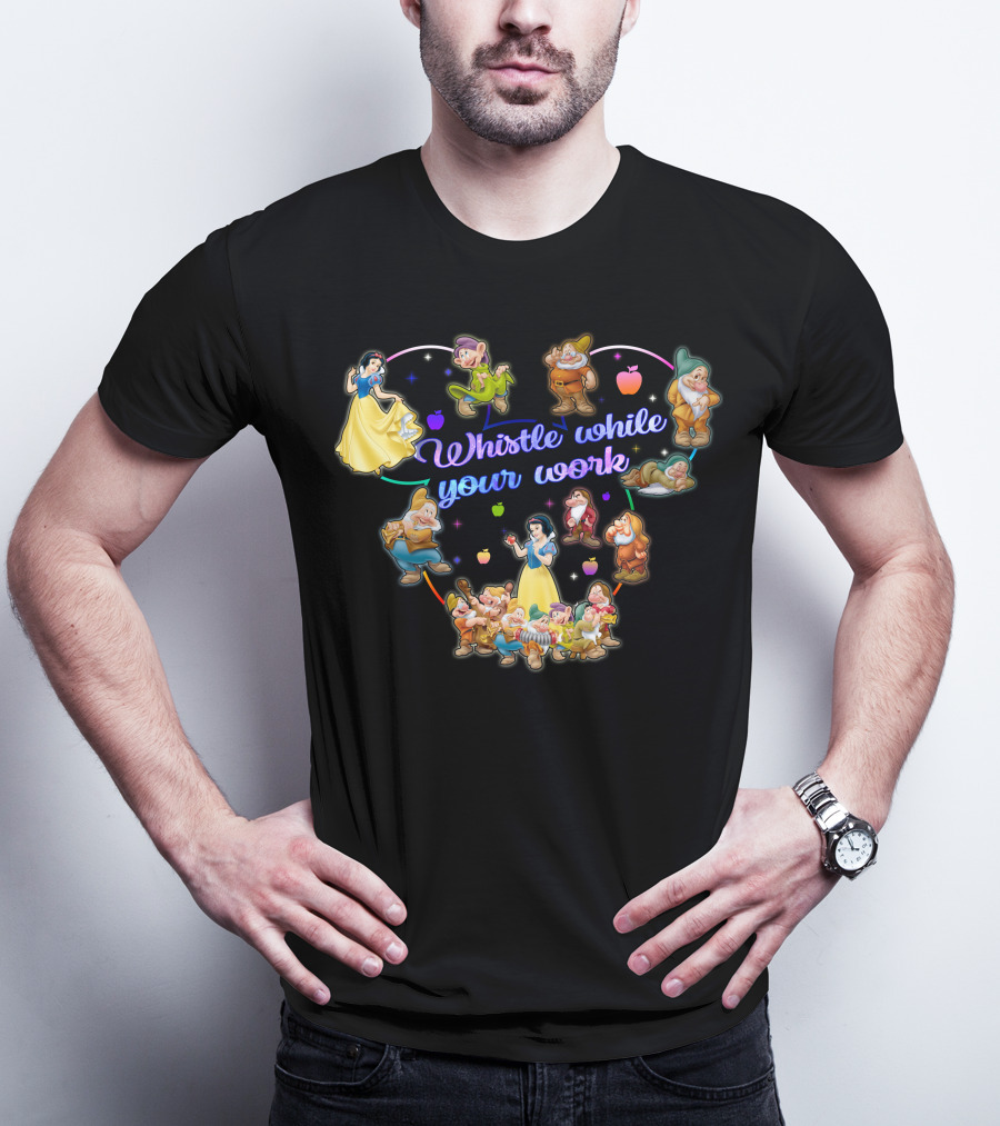 Snow White Whistle While You Work With Seven Dwarfs And Apples T-Shirt