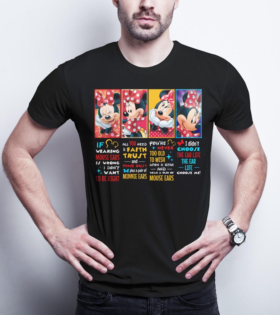 Minnie Mouse Ears Faith Trust Pixie Dust Star Wish Choose Life T-Shirt