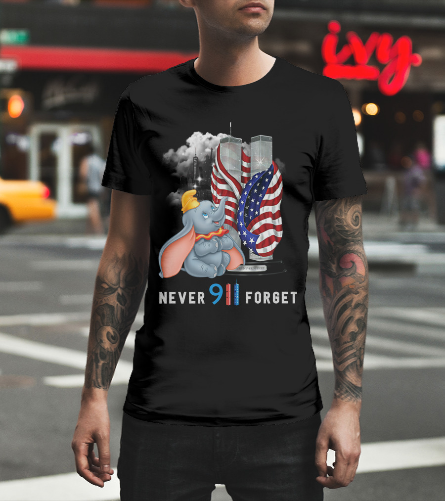 Never Forget Dumbo 9/11 Twin Towers Memorial T-Shirt