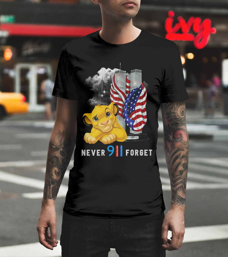 Simba-D Never 911 Forget Twin Towers American Flag T-Shirt