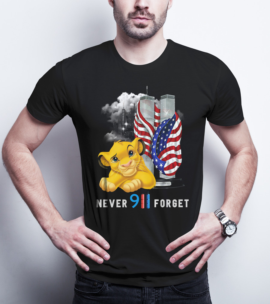 Simba-D Never 911 Forget Twin Towers American Flag T-Shirt