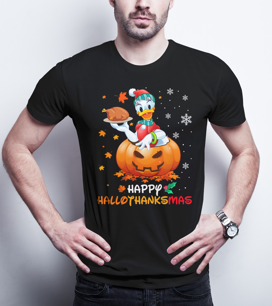 Happy Hallothanksmas Holiday Mashup With Turkey And Jack-O'-Lantern T-Shirt