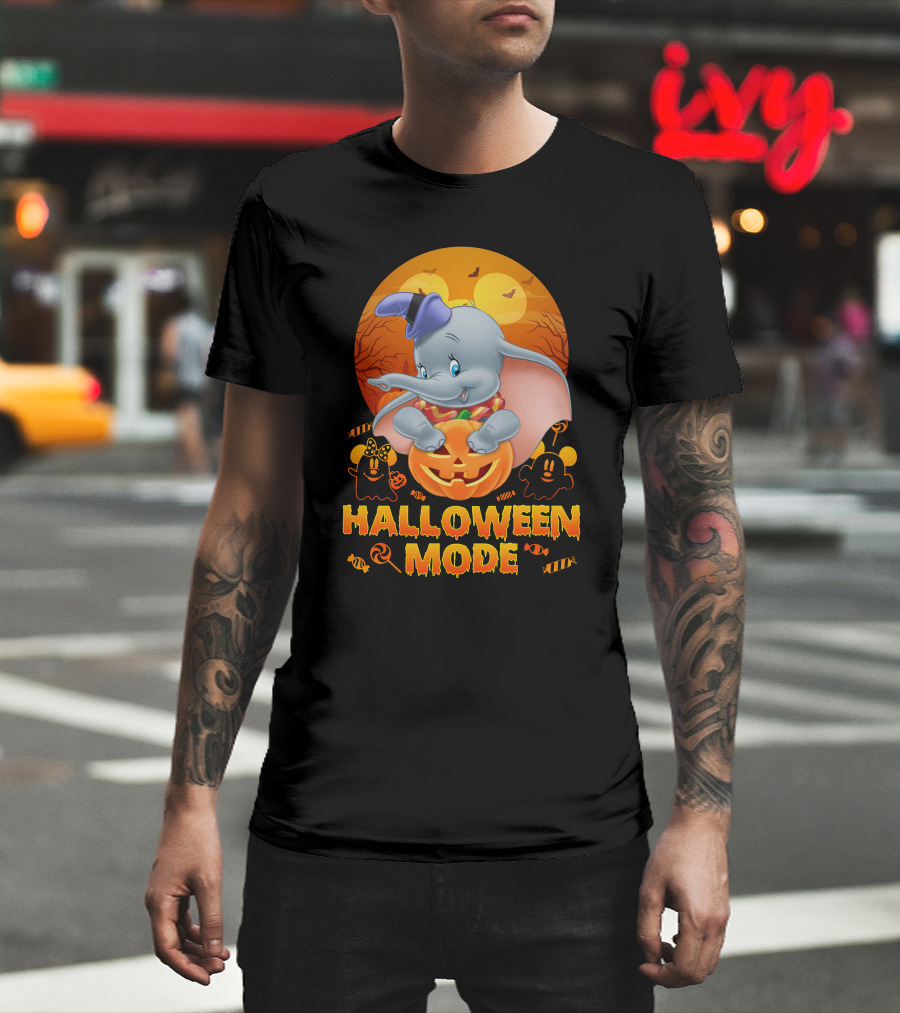 Dumbo Halloween Mode Pumpkin Ghosts Candy Bats Cartoon Magic T-Shirt