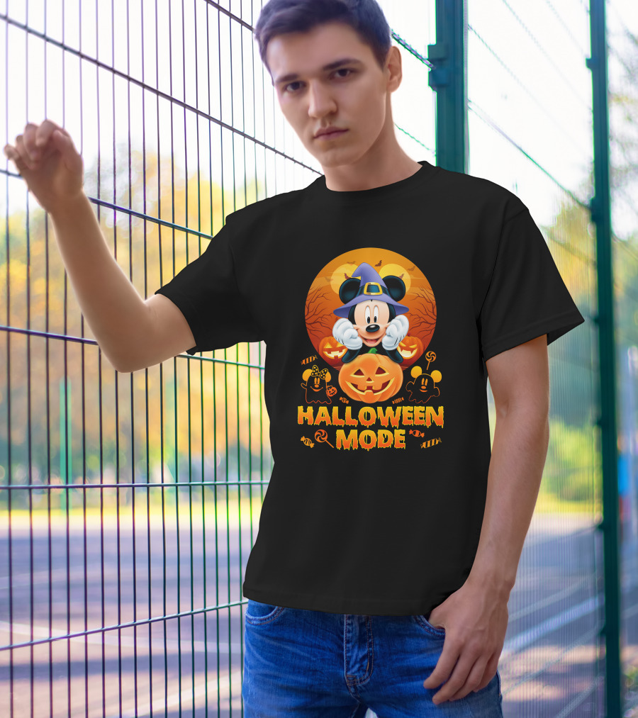 Mickey Halloween Mode Pumpkin Witch Hat Candy Ghosts T-Shirt