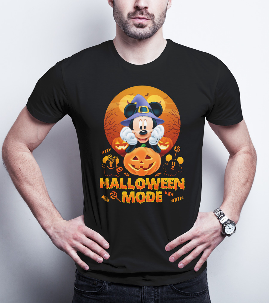 Mickey Halloween Mode Pumpkin Witch Hat Candy Ghosts T-Shirt