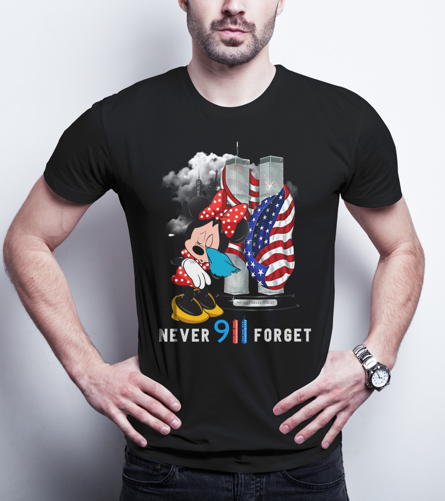 Never 911 Forget Minnie Mouse Twin Towers American Flag T-Shirt