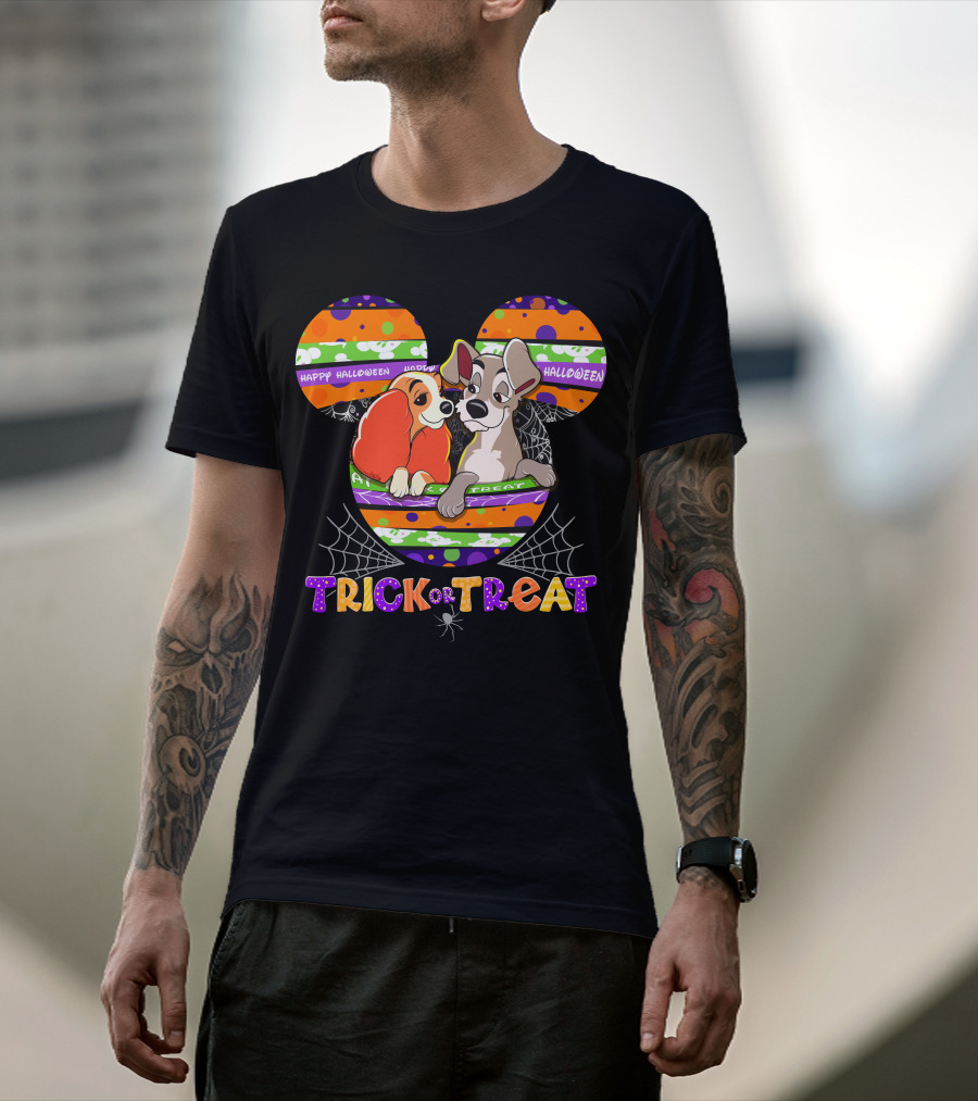 Lady And The Tramp Happy Halloween Trick Or Treat Mickey Ears T-Shirt