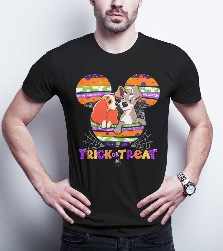 Lady And The Tramp Happy Halloween Trick Or Treat Mickey Ears T-Shirt