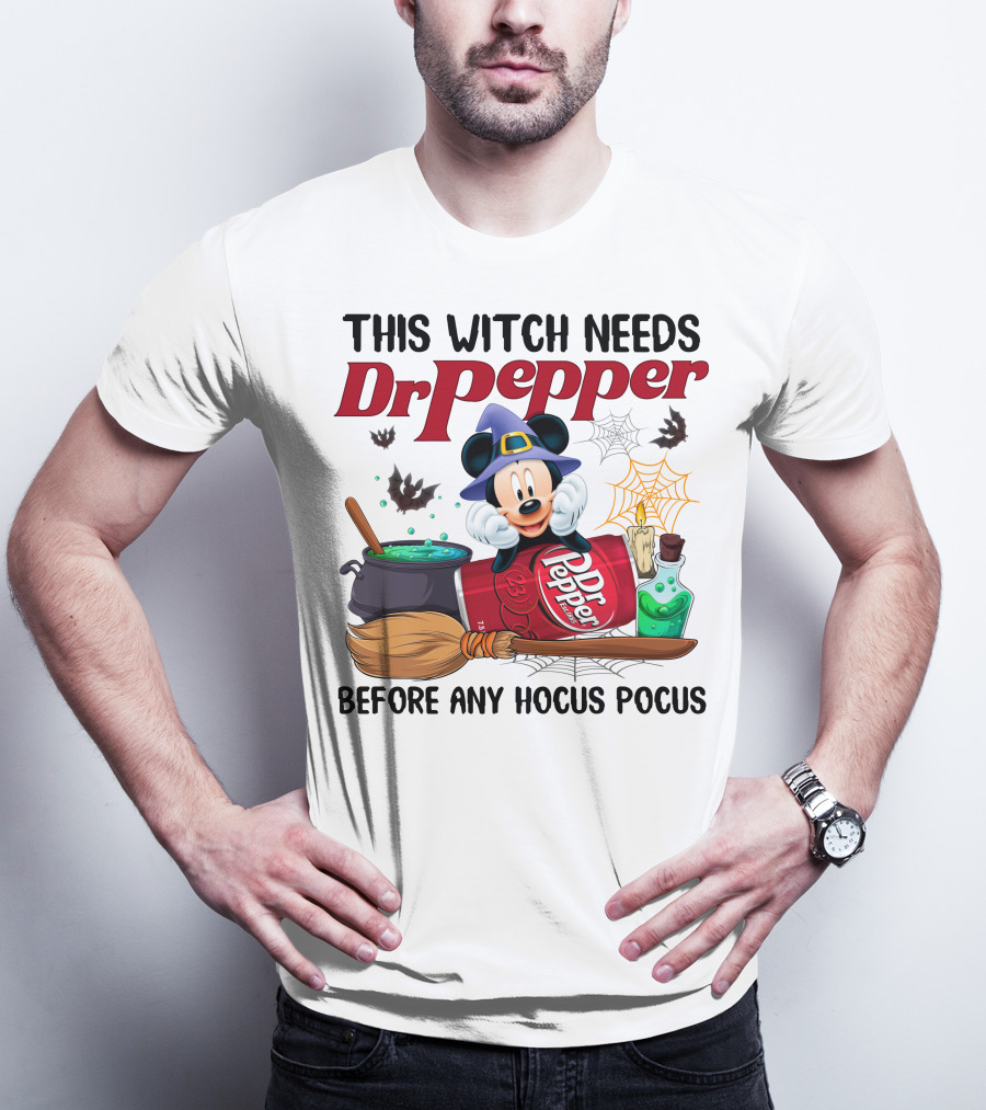 This Witch Needs Dr Pepper Mickey Mouse Hocus Pocus Magic T-Shirt