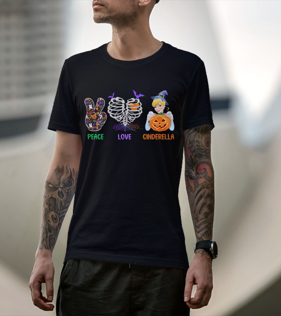 Peace Love Cinderella Halloween Pumpkin T-Shirt