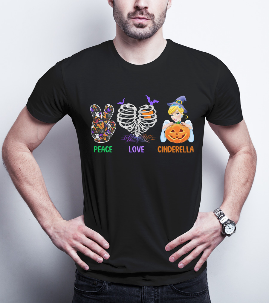 Peace Love Cinderella Halloween Pumpkin T-Shirt