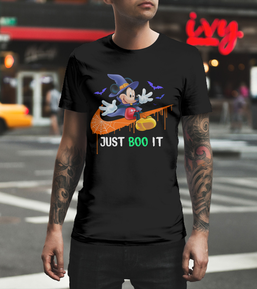 Just Boo It Halloween Mickey Witch Nike Swoosh T-Shirt