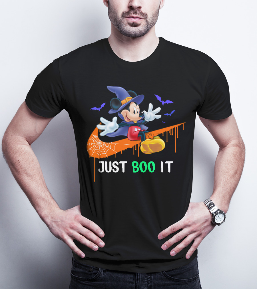 Just Boo It Halloween Mickey Witch Nike Swoosh T-Shirt