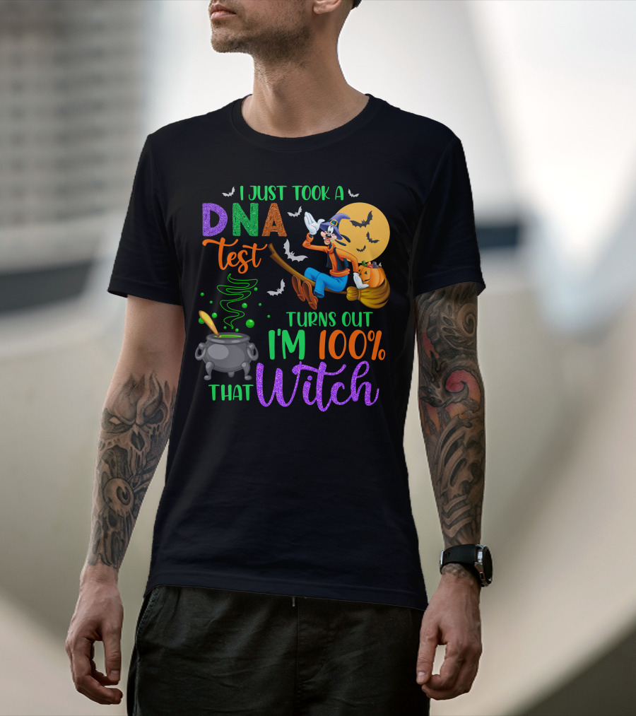 I Just Took A Dna Test Turns Out I'm 100% That Witch Goofy Halloween Moon Bats Cauldron T-Shirt