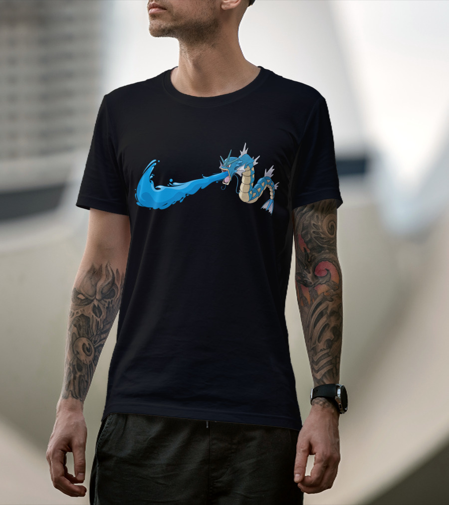 Gyarados Water Blast Attack Blue And Yellow T-Shirt