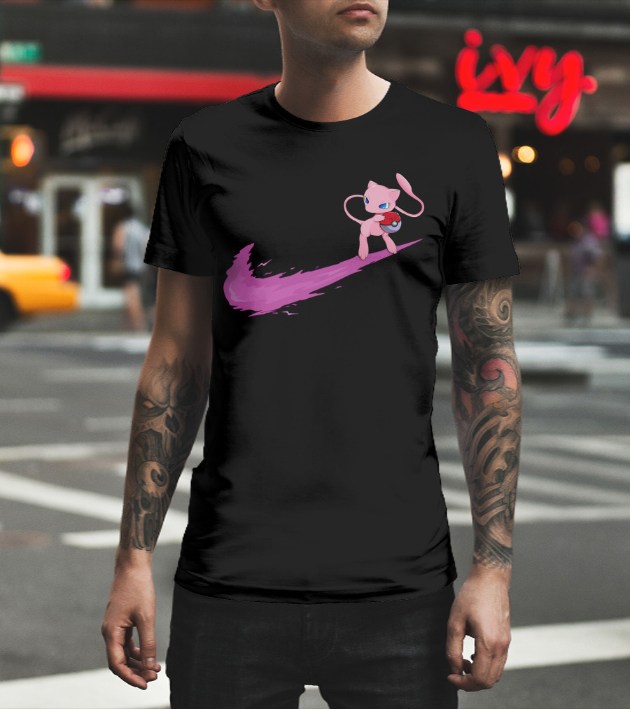 Mew Pokemon Nike Swoosh Pokeball Crossover T-Shirt