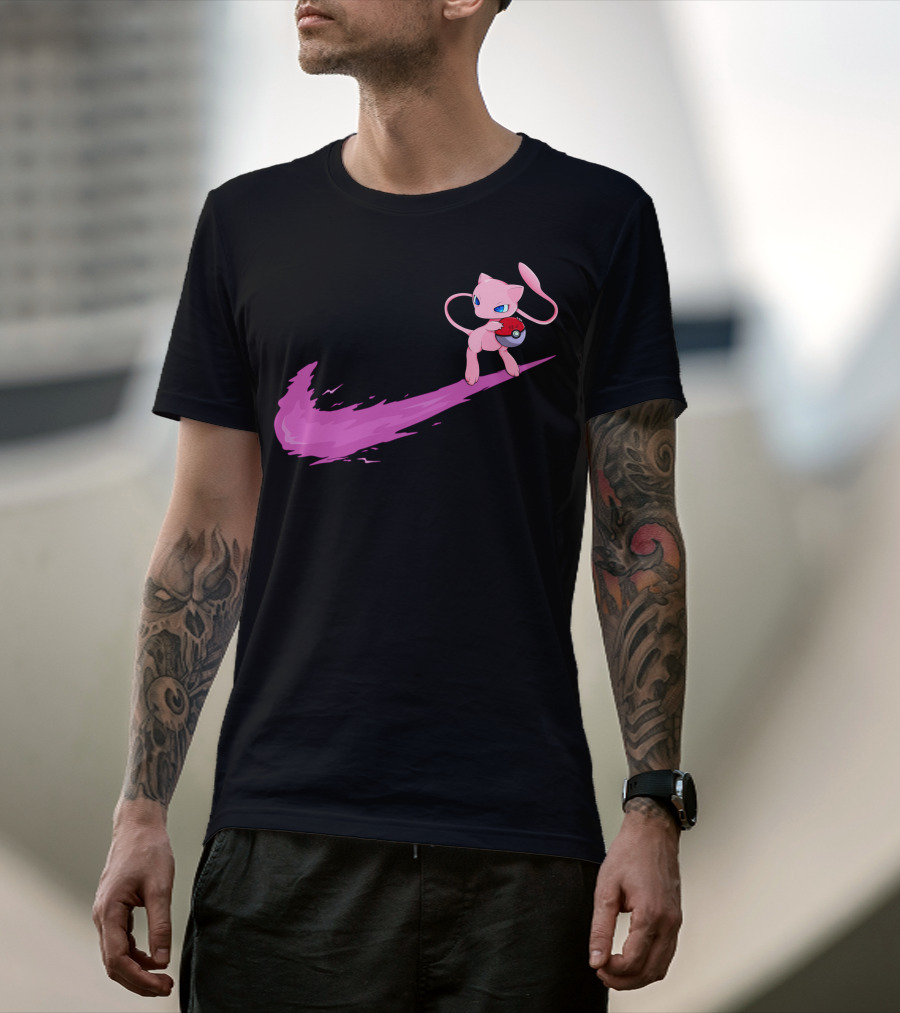 Mew Pokemon Nike Swoosh Pokeball Crossover T-Shirt