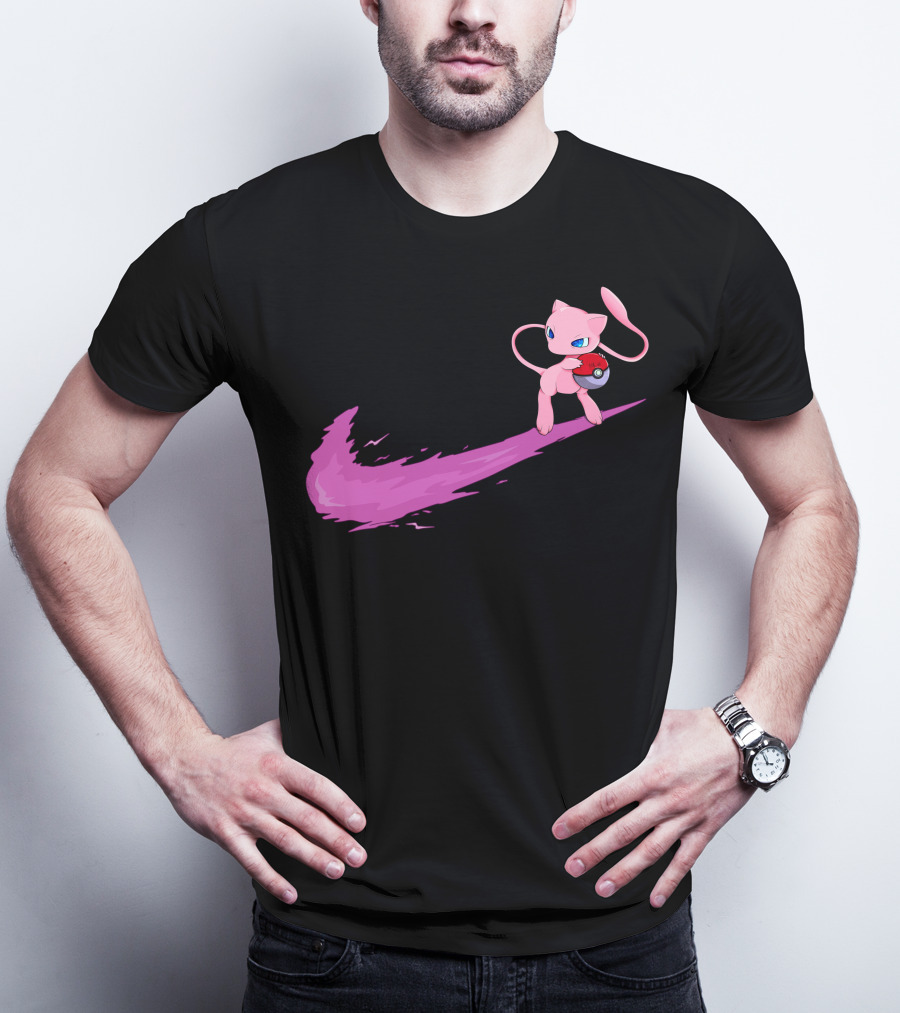 Mew Pokemon Nike Swoosh Pokeball Crossover T-Shirt