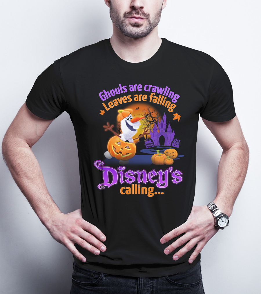 Ghouls Are Crawling Leaves Are Falling Disney's Calling Olaf Pumpkin Castle T-Shirt