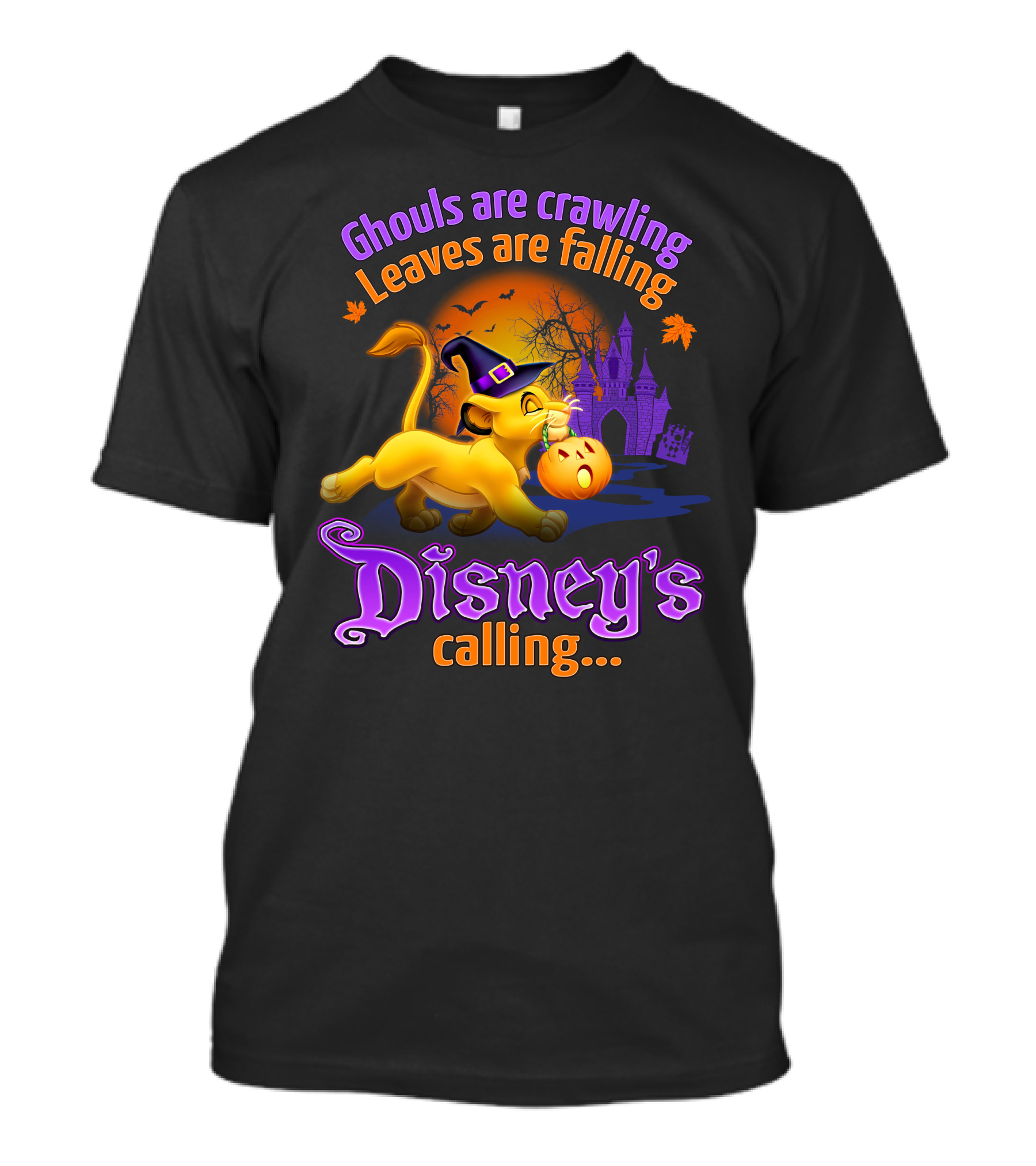 Ghouls Are Crawling Leaves Are Falling Disney's Calling Simba Halloween Scene T-Shirt