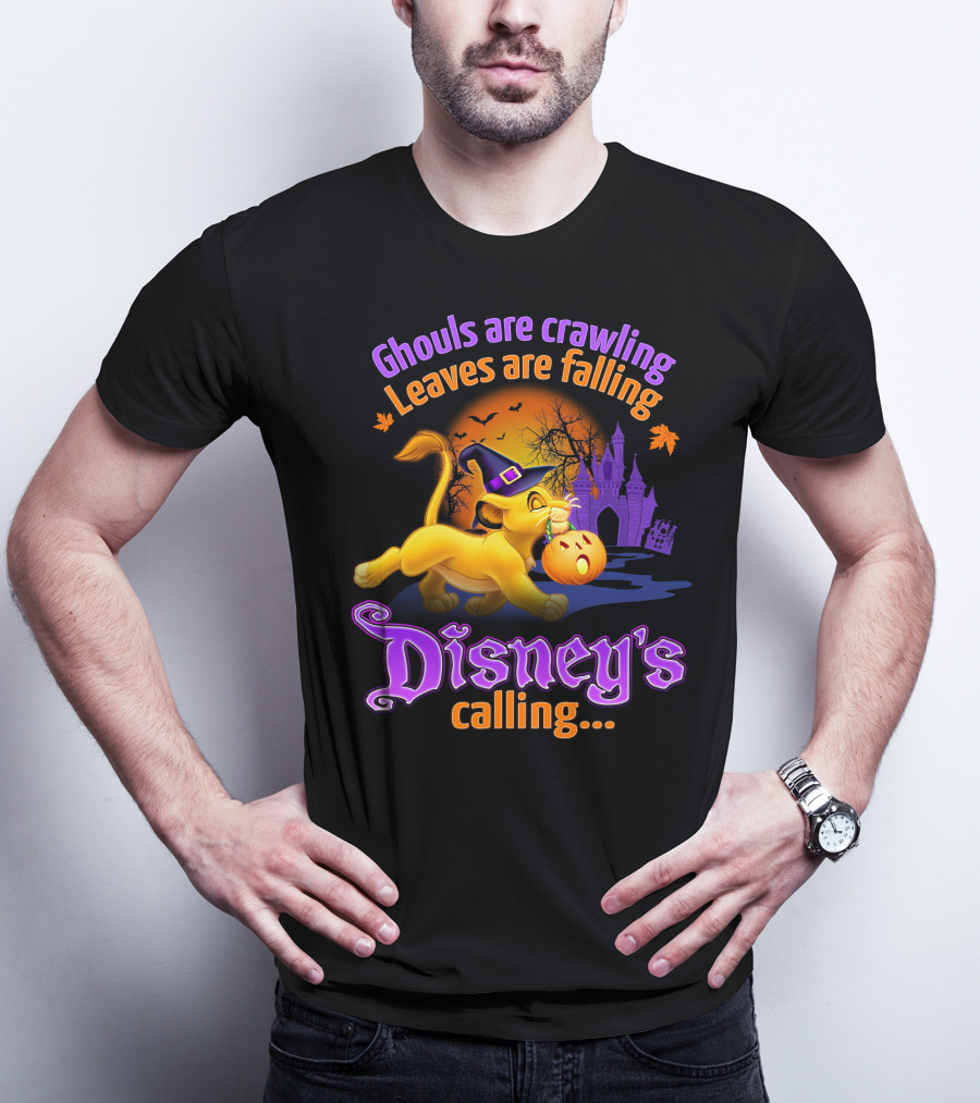 Ghouls Are Crawling Leaves Are Falling Disney's Calling Simba Halloween Scene T-Shirt