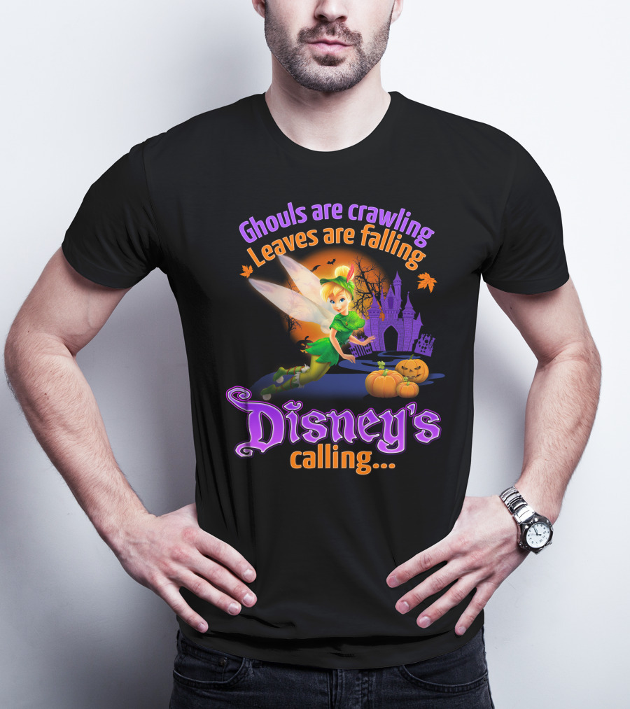 Ghouls Are Crawling Leaves Are Falling Disney's Calling Tinker Bell Halloween Theme T-Shirt