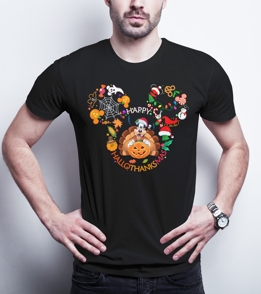 Goofy Happy Hallothanksmas Holiday Mashup Disney Character T-Shirt