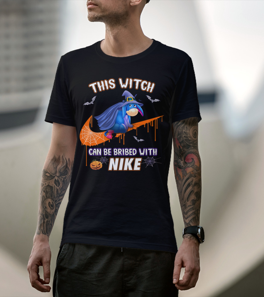 This Witch Can Be Bribed With Nike Eeyore Halloween Bats Pumpkins T-Shirt