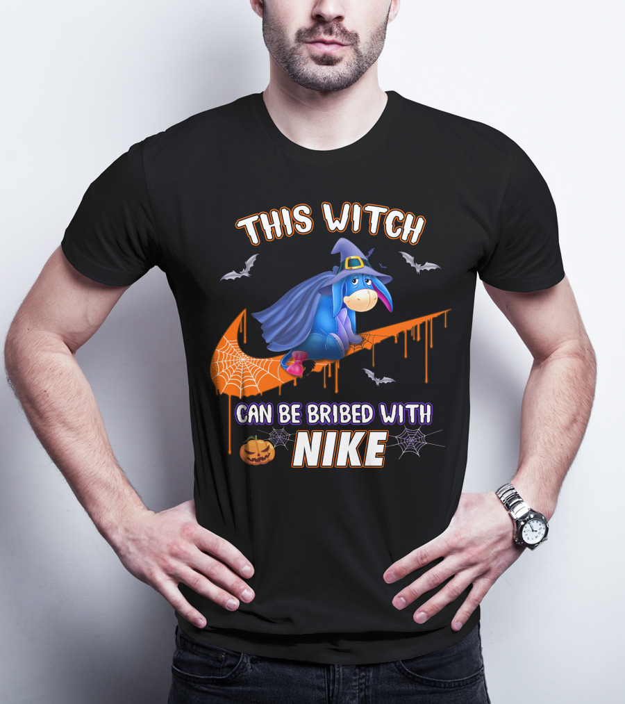 This Witch Can Be Bribed With Nike Eeyore Halloween Bats Pumpkins T-Shirt