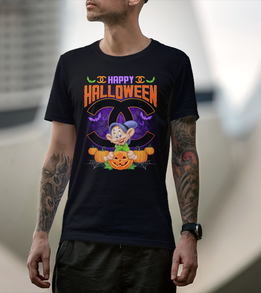 Happy Halloween Dopey Chanel Pumpkin Bats T-Shirt