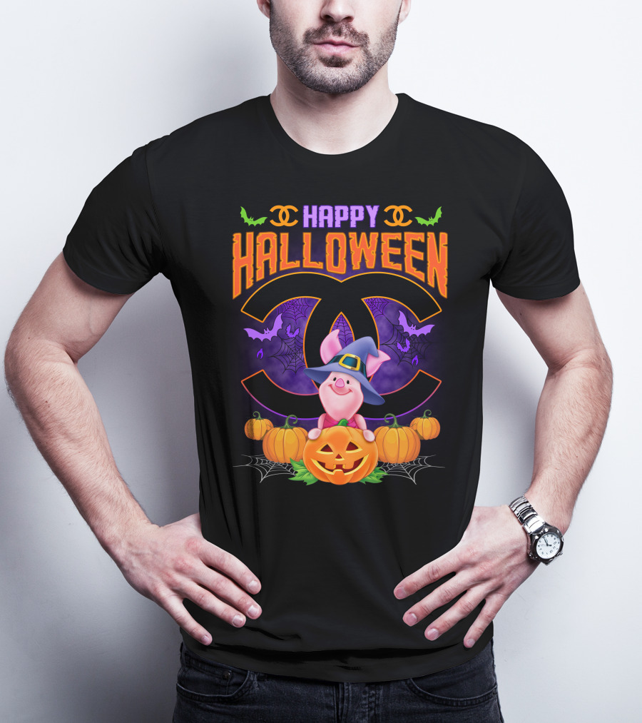 Happy Halloween Piglet With Pumpkins And Cc T-Shirt