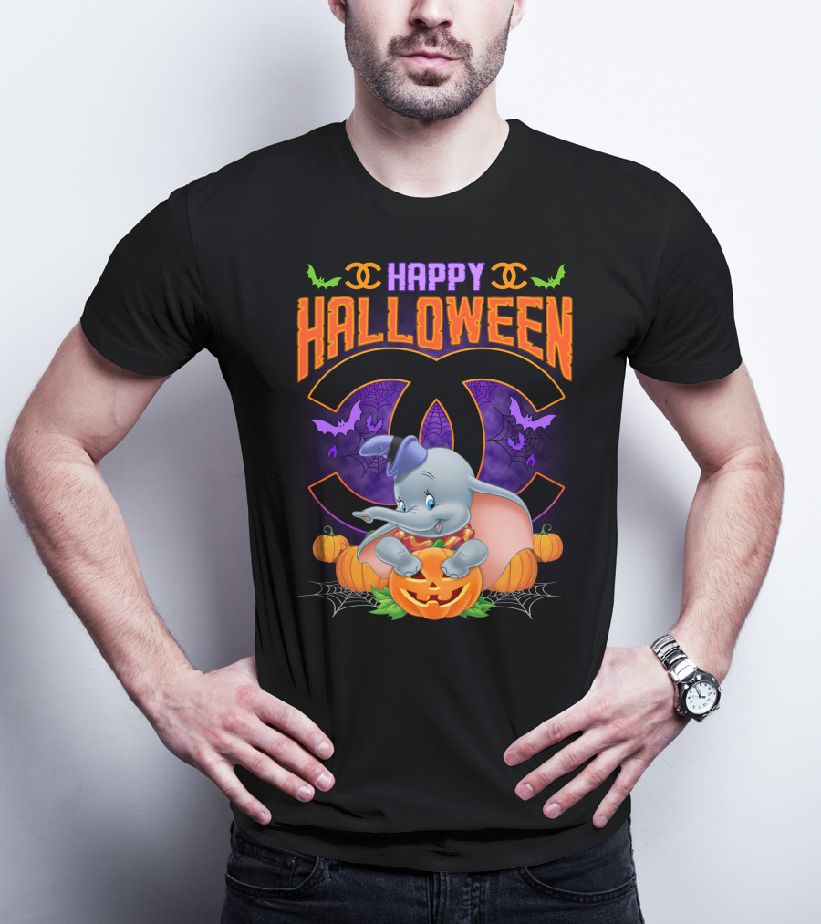 Dumbo Happy Halloween Pumpkins And Bats T-Shirt