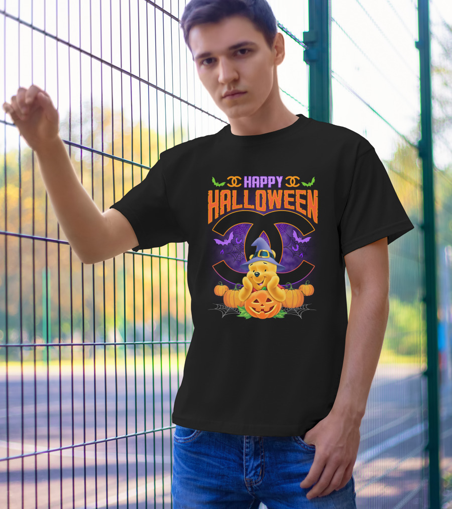 Happy Halloween Pooh Pumpkins Bat Spells T-Shirt