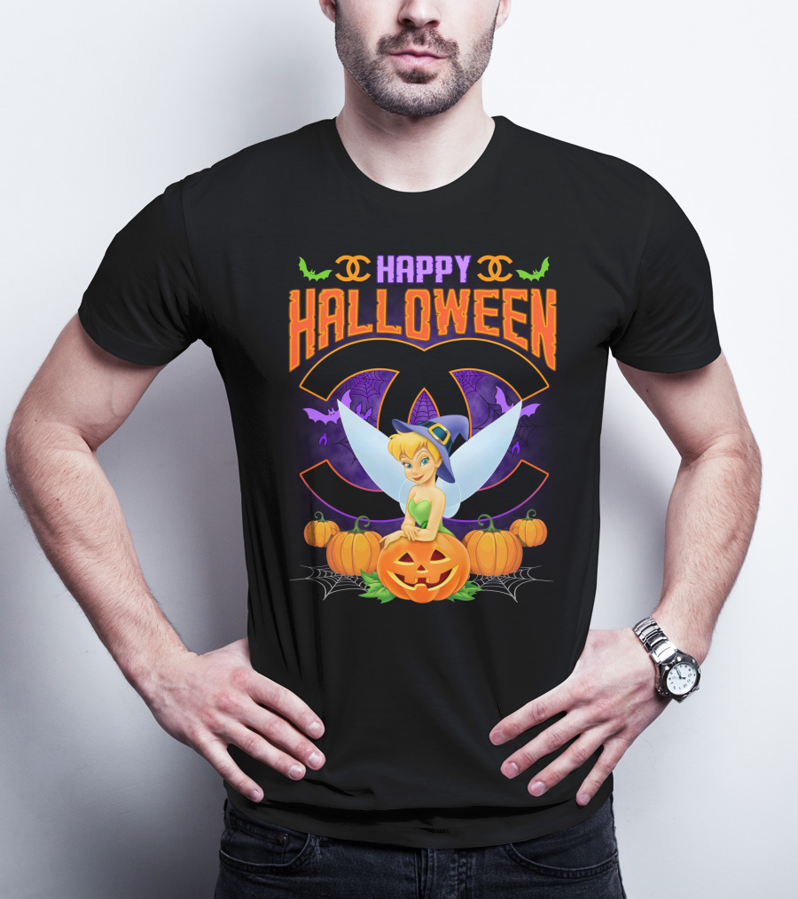 Happy Halloween Tinker Bell Pumpkins Bat Wings T-Shirt