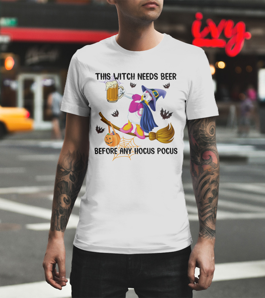 This Witch Needs Beer Before Any Hocus Pocus Daisy T-Shirt